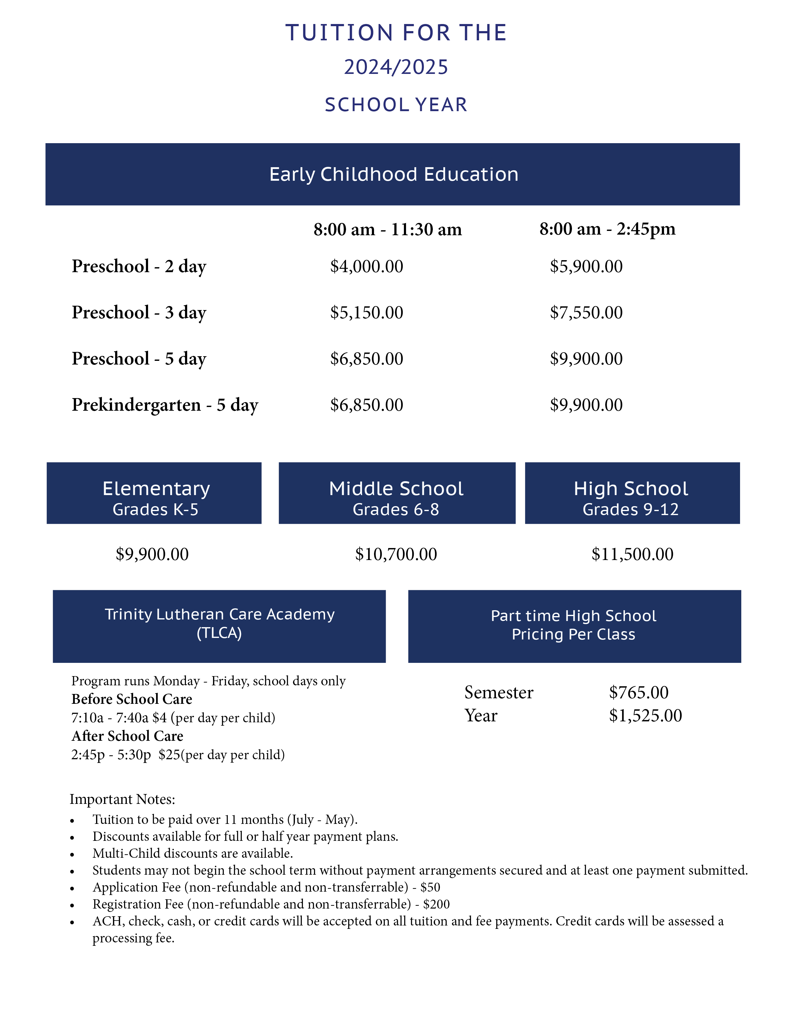 Admissions - Trinity Lutheran School